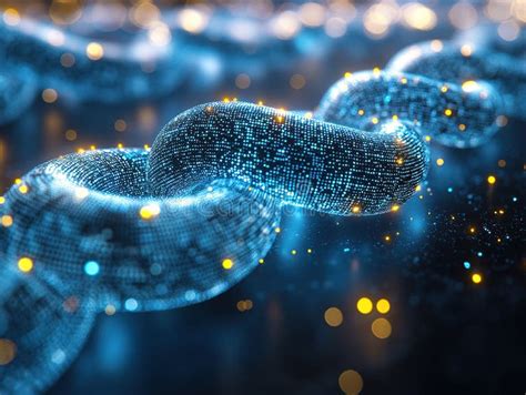 Image Shows A Stylized Abstract Blockchain With Interconnected Blocks Emitting Blue And White