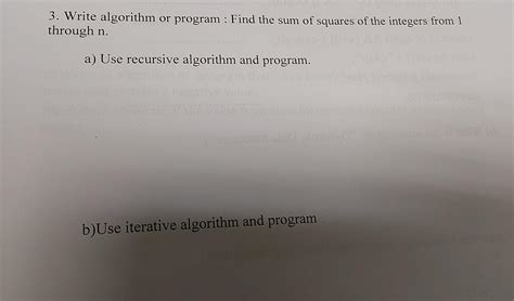 Solved 3 Write Algorithm Or Program Find The Sum Of