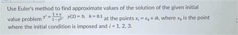 Solved Use Euler S Method To Find Approximate Values Of The Chegg