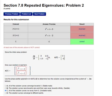 Solved Section 7 8 Repeated Eigenvalues Problem 2 1 Point