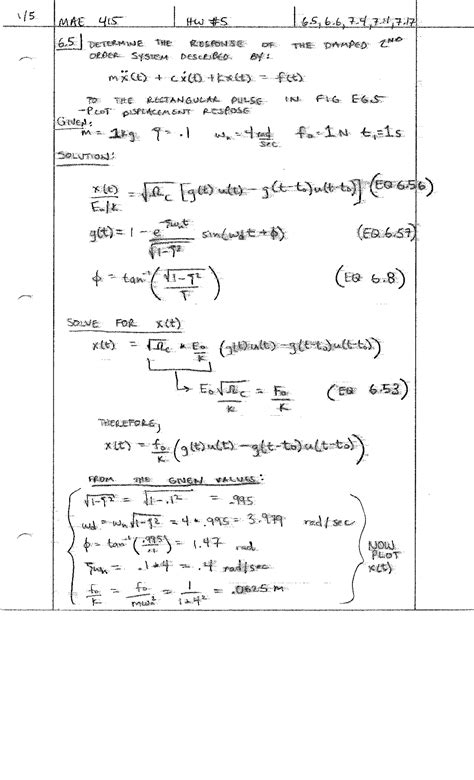 Solved Homework 5 Vibration Analysis Mae 415 Assignments