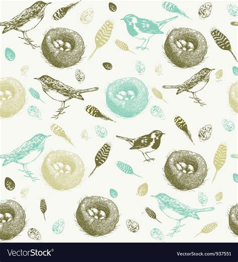 Vintage Bird Nest Pattern Royalty Free Vector Image