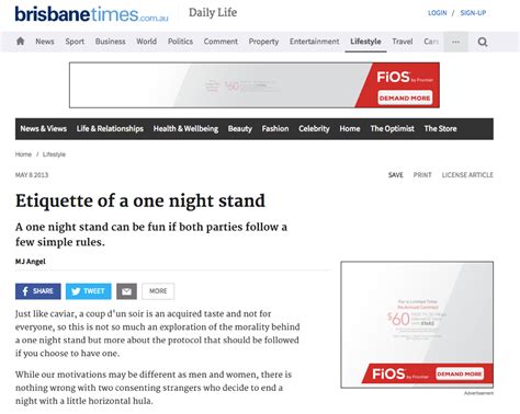 Etiquette Of A One Night Stand Dr Ava Cadell