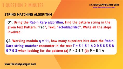 Rabin Karp Algorithm Solved Problem String Matching Algorithm S 1