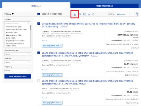 Downloading Data From Search Results Ecb Data Portal