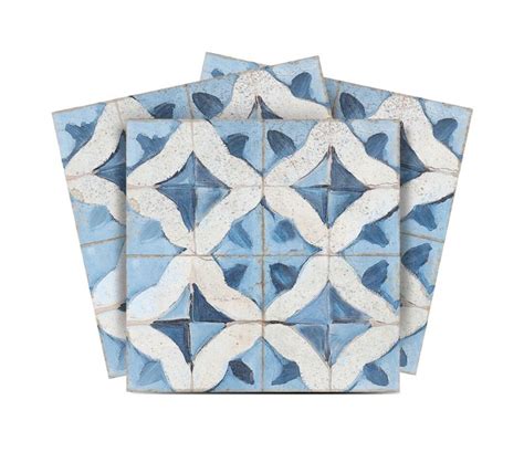 Blue Pattern Tile Self Adhesive Tiles Peel And Stick Stair Treads