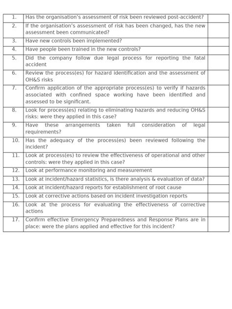 Checklist Clause Task Ohs Pdf