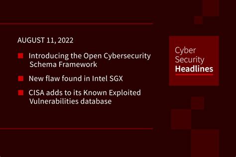 Open Cybersecurity Schema Framework Launches Intel Sgx Flaw