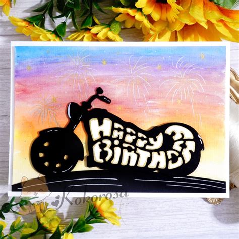 Happy Birthday Motorcycle 5090 Harley Davidson Motorbike At Sunset