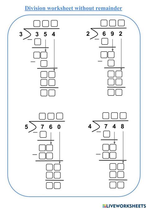 Division Without Remainder Math Division Easy Math Worksheets Easy Math Activities