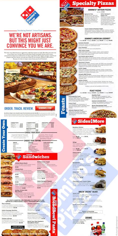 Dominos Pizza Menu Menu For Dominos Pizza South Side San Antonio