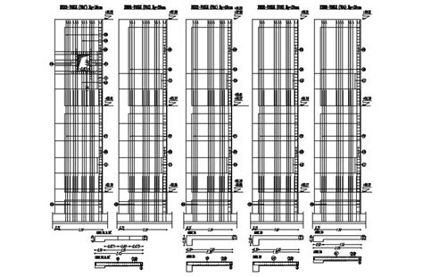 2d Design Of Wall Section With Reinforcement Details In Autocad Drawing Cad File Dwg File