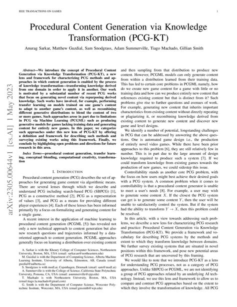 Procedural Content Generation Via Knowledge Transformation Pcg Kt Deepai