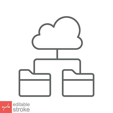 Cloud Storage Icon Simple Outline Style Digital File Organization Service Upload Computer