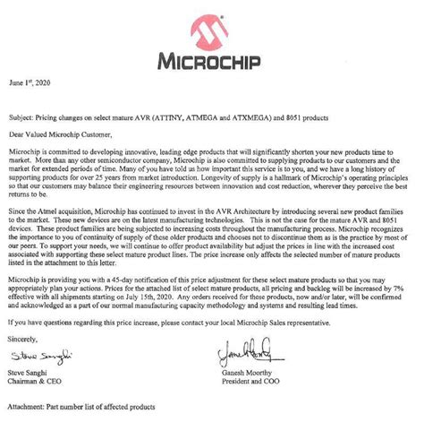 microchip atmel atmega atxmega attiny 8051series parts cost will be increased 7 from july