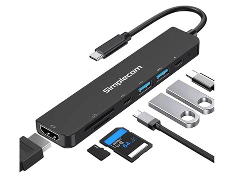 Simplecom CH547 USB C 7 In 1 Multiport Adapter Docking Station