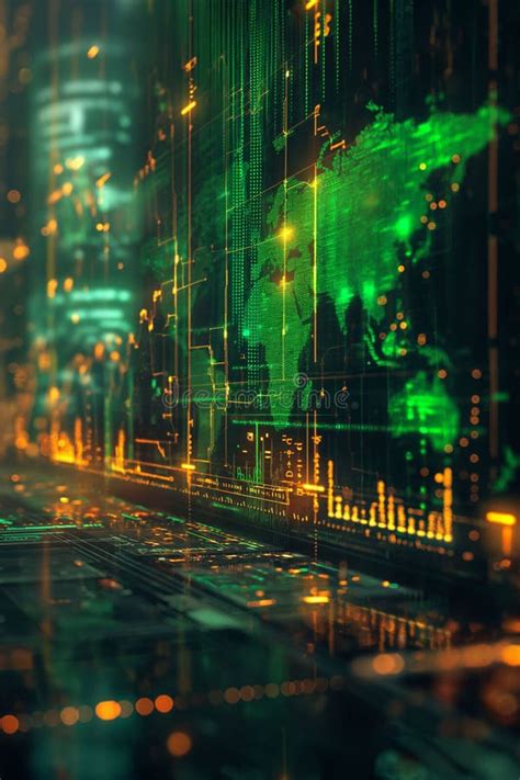 Futuristic Global Digital Interface Vibrant Lights And Data Streams