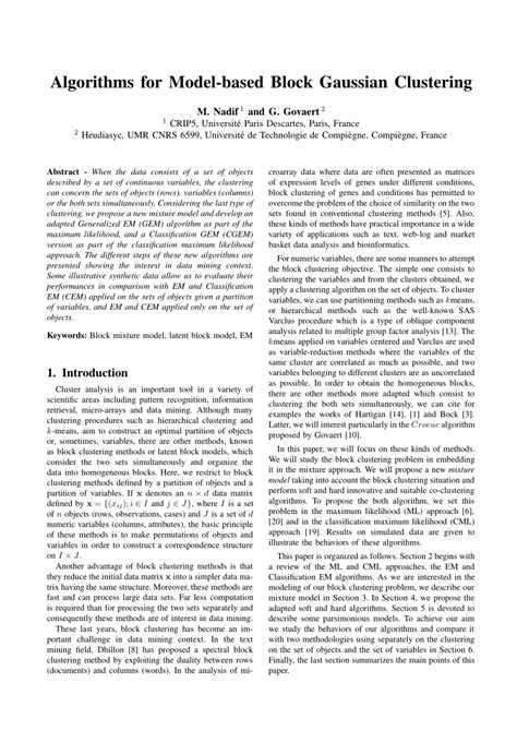 Pdf Algorithms For Model Based Block Gaussian Clustering