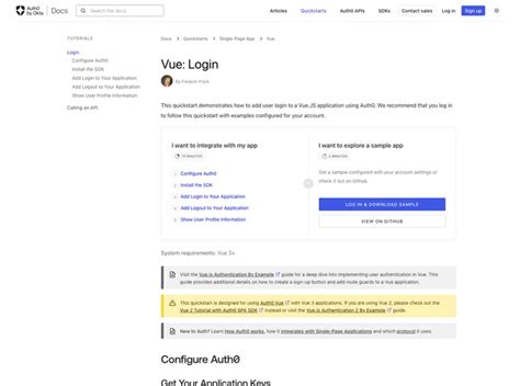 Auth0 Vue Samples By Auth0 Samples A Vue Template Built At Lightspeed