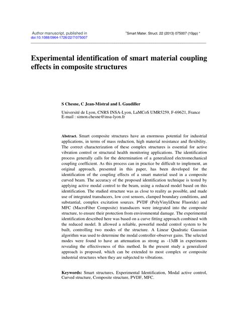 Pdf Experimental Identification Of Smart Material Coupling Effects In Composite Structures