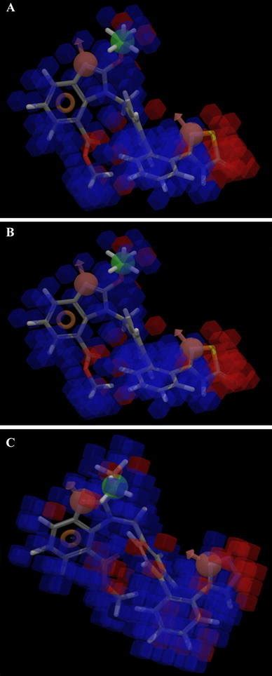 Phase 3d Qsar Atom Based Plot Displayed For Compound 1 A Compound 6