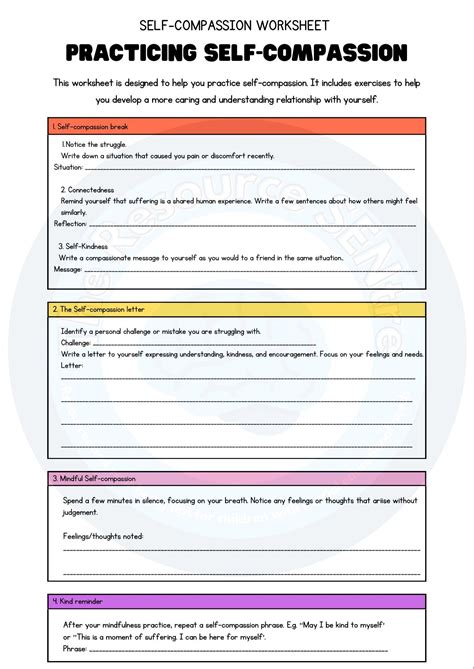 Self Compassion Worksheets Therapy And Counseling Activities Digital