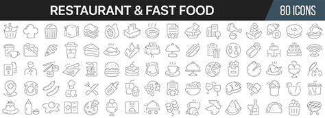 Premium Vector Restaurant And Fast Food Line Icons Collection Big Ui Icon Set In A Flat Design