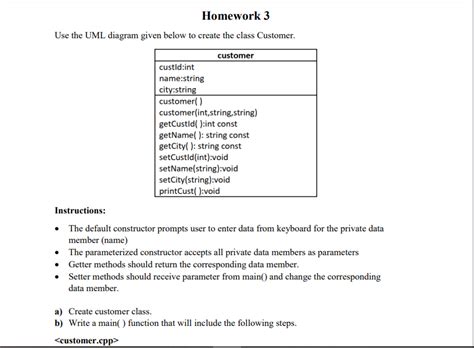 Solved Homework Use The UML Diagram Given Below To Create Chegg