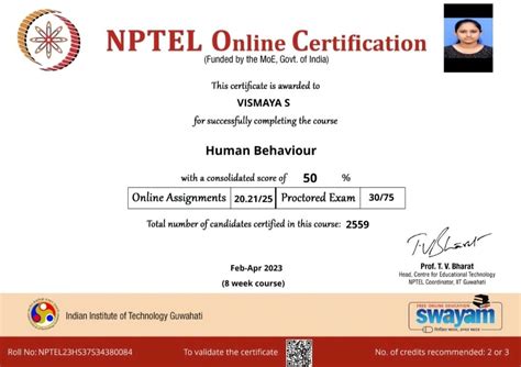 Vismaya S On Linkedin Successfully Completed Nptel Online