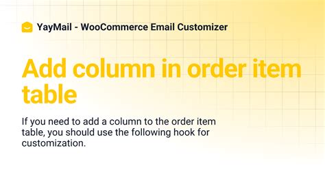 Add Column In Order Item Table Yaymail Woocommerce Email Customizer