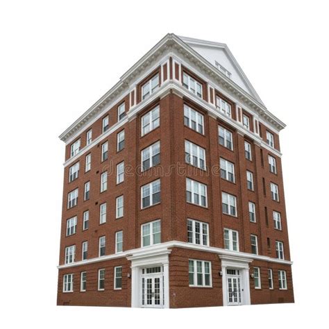 Classic Brick Apartment Building With White Trim Architecture And
