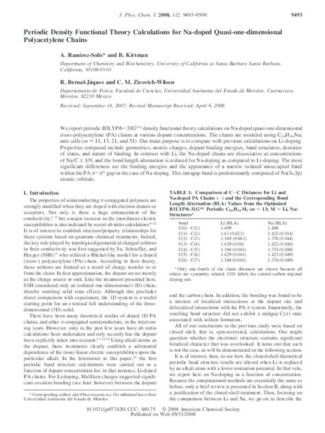 Pdf Periodic Density Functional Theory Calculations For 3 Dimensional Polyacetylene With