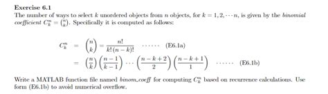 Solved Exercise 61 The Number Of Ways To Select K Unordered