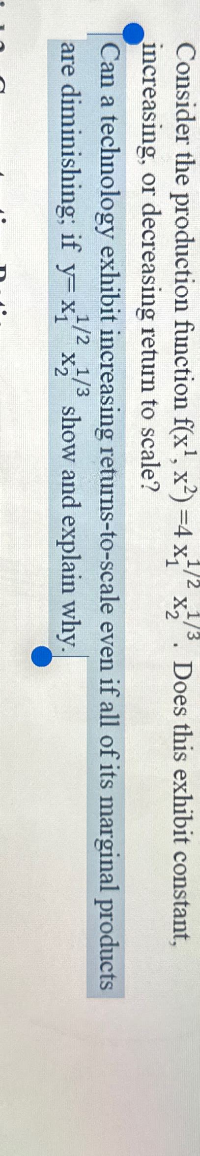 Solved Consider The Production Function F X1 X2 4x112x213