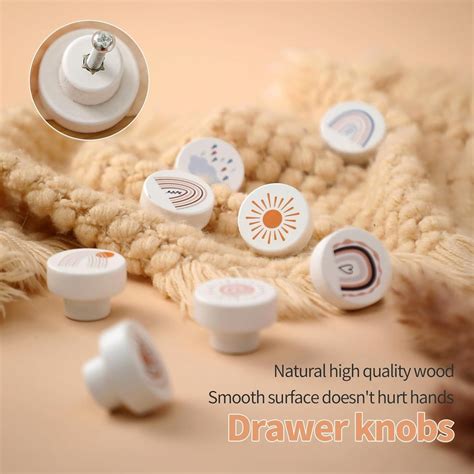 Wooden Rainbow Cabinet Knobs Decorative Wood Dresser Knobs With Screws