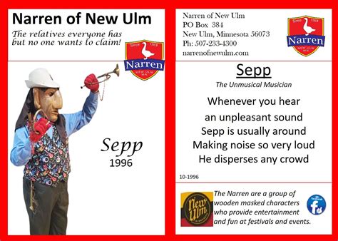 Narren Trading Cards The Narren Of New Ulm