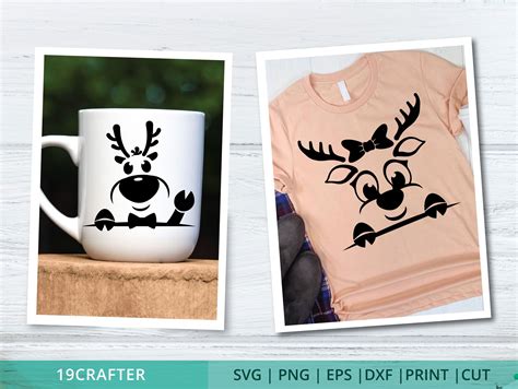 Reindeer Face Svg Bundle Reindeer Cute And Happy Christmas Design