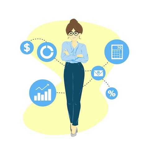 Vector Ilustración De Un Contador Con Contabilidad Icono Y Símbolos