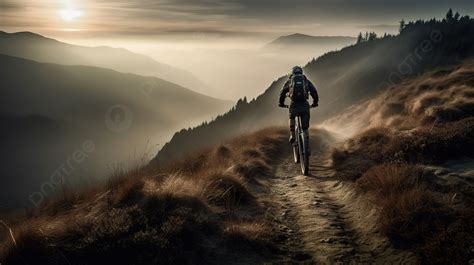 산길을 달리는 산악 자전거 라이더 Mtb 사진 배경 일러스트 및 사진 무료 다운로드 Pngtree
