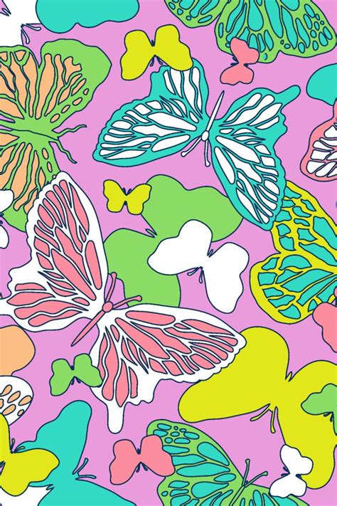 Colorful Butterflies Pattern Fashion Groovy Butterfly Background