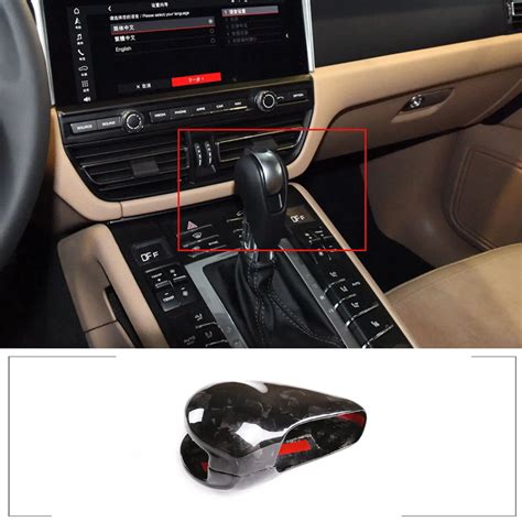 Forged Carbon Fiber Shift Gear Head Knob Cover Casing For Porsche Macan