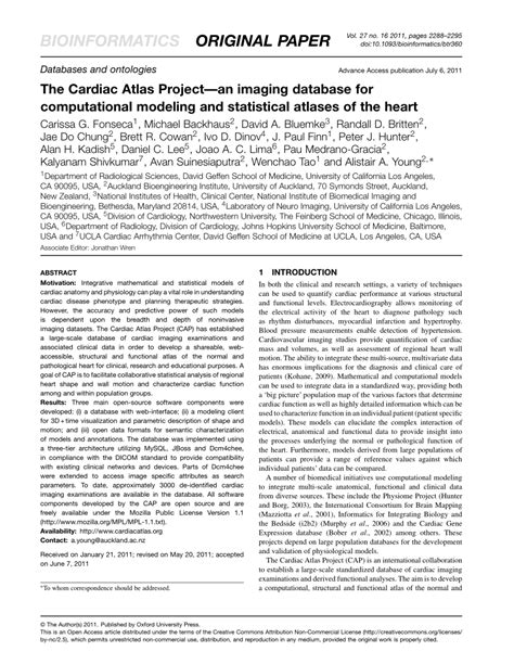 Pdf The Cardiac Atlas Project An Imaging Database For Computational Modeling And Statistical