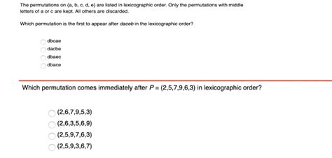 Solved The Permutations On A B C D E Are Listed In Chegg