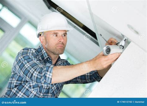 Man Installing Cctv Camera Stock Photo Image Of Theft