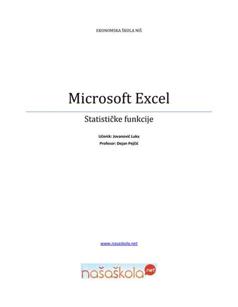 Finansijske Funkcije U Excel U Pdf