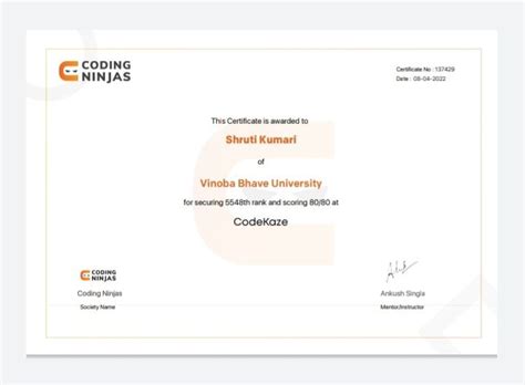 Shruti Kumari On Linkedin Codingninjas Codekaze