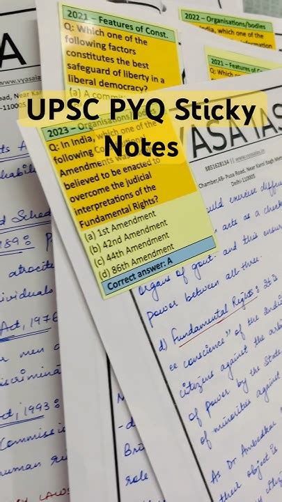 Upsc Pyq Sticky Notes For All Subjects Vyasa Ias Upsc Youtube