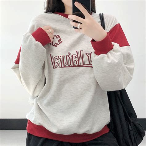 특가당일🚀 네츄럴 스포티 레터링 배색 오버핏 데일리 긴팔 맨투맨 3color 에이블리