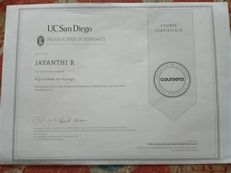 Completed Algorithms On Strings Course Jayanthi R Posted On The Topic Linkedin