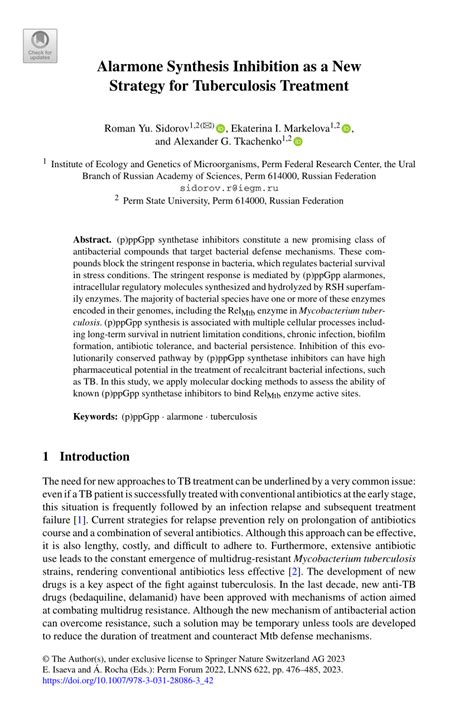 Pdf Alarmone Synthesis Inhibition As A New Strategy For Tuberculosis
